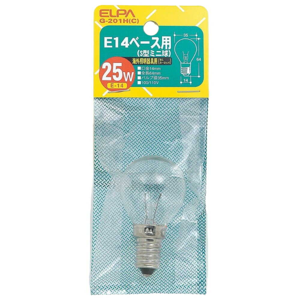 エルパ ELPA S型ミニ球 白熱電球 海外製照明用 E14 25W G-201H（C）: サンドラッグe-shop ANA Mall店｜ANA Mall｜マイルが貯まる・使えるショッピングモール